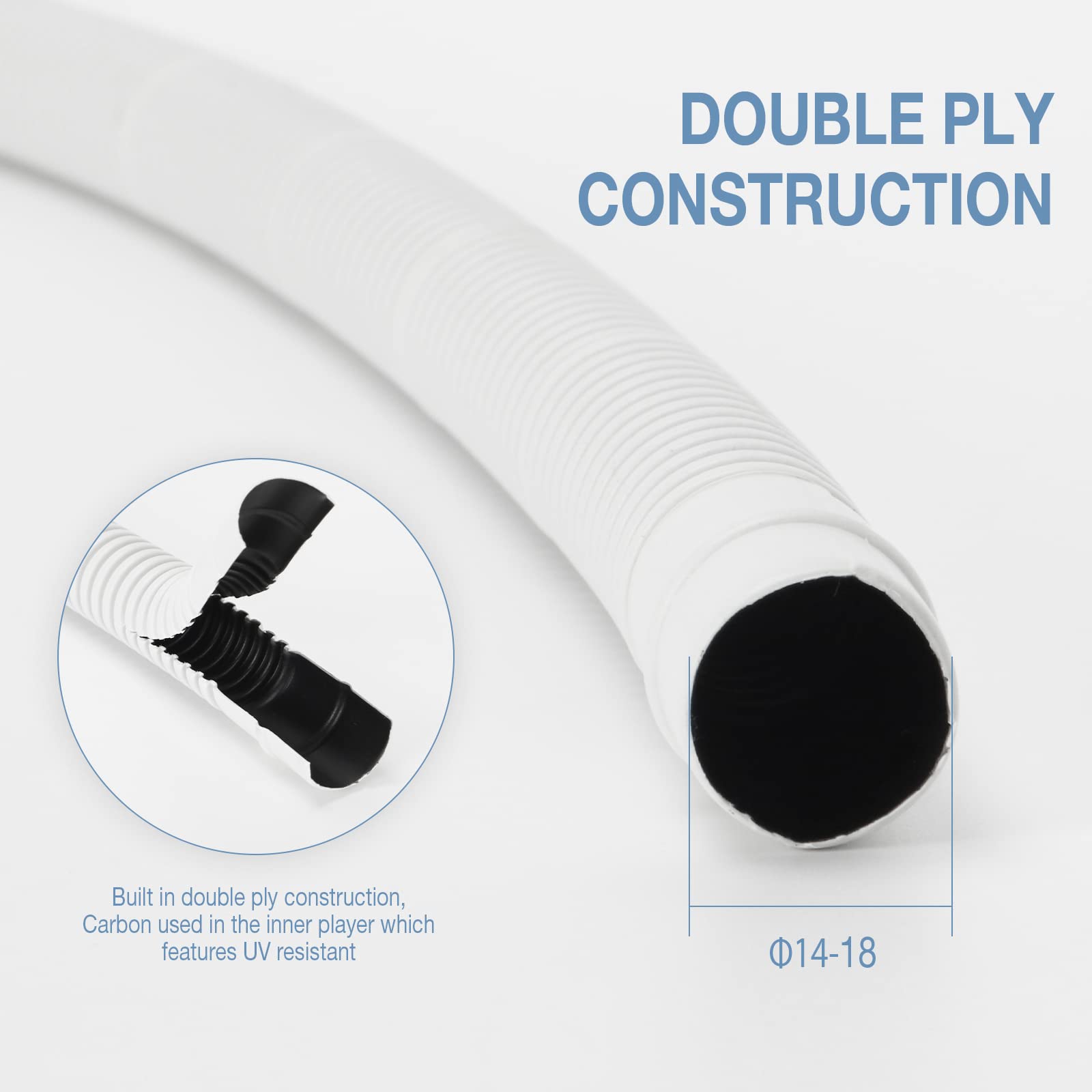 BEWAVE Air Conditioner Drain Hose, Universal Drain Pipe for Mini Split Air Conditioner Ductless Heat Pump, 5/9 ID 19.6 Ft