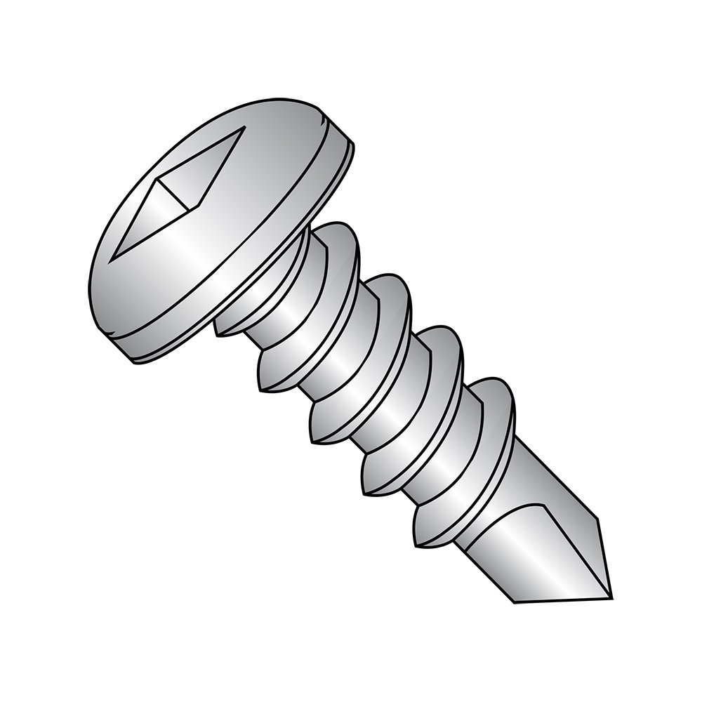 Small Parts 0824KQP410 410 Stainless Steel Self-Drilling Screw, Plain Finish, Pan Head, Square Drive, #2 Drill Point, #8-18 Thread Size, 1-1/2" Length (Pack of 25)