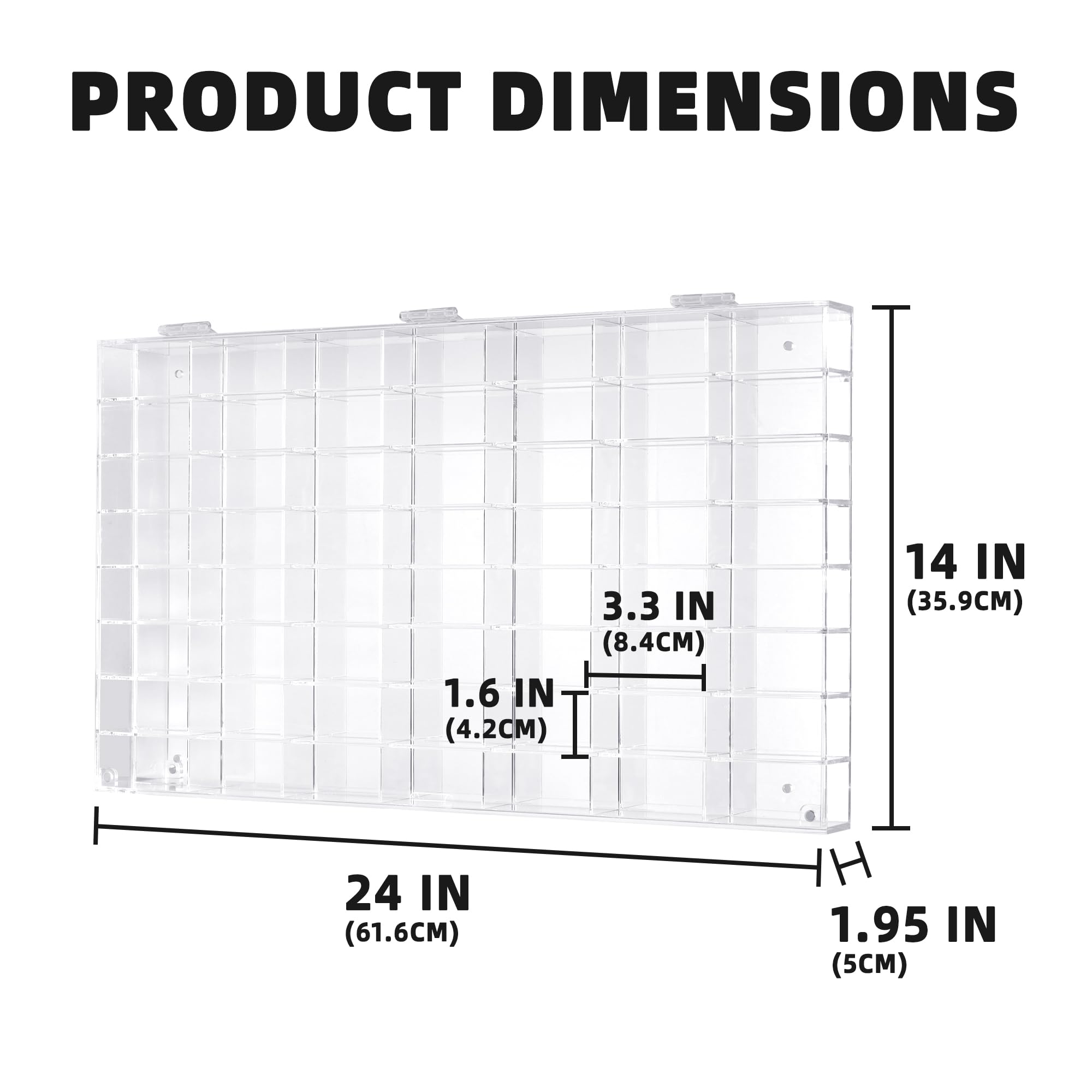 Hot 56 Compartment 1/64 Scale Toy Cars Wheels Matchbox Display Case Stand Wall Diecast Model Car Cabinet w/Door -AHW64-56