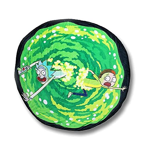 JUST FUNKY Rick and Morty Rounded Portal Blanket | 48 x 48 inches Blanket | Home Deco | Collective | Bed and Sofa Blanket | Anime Blanket | Official Licensed
