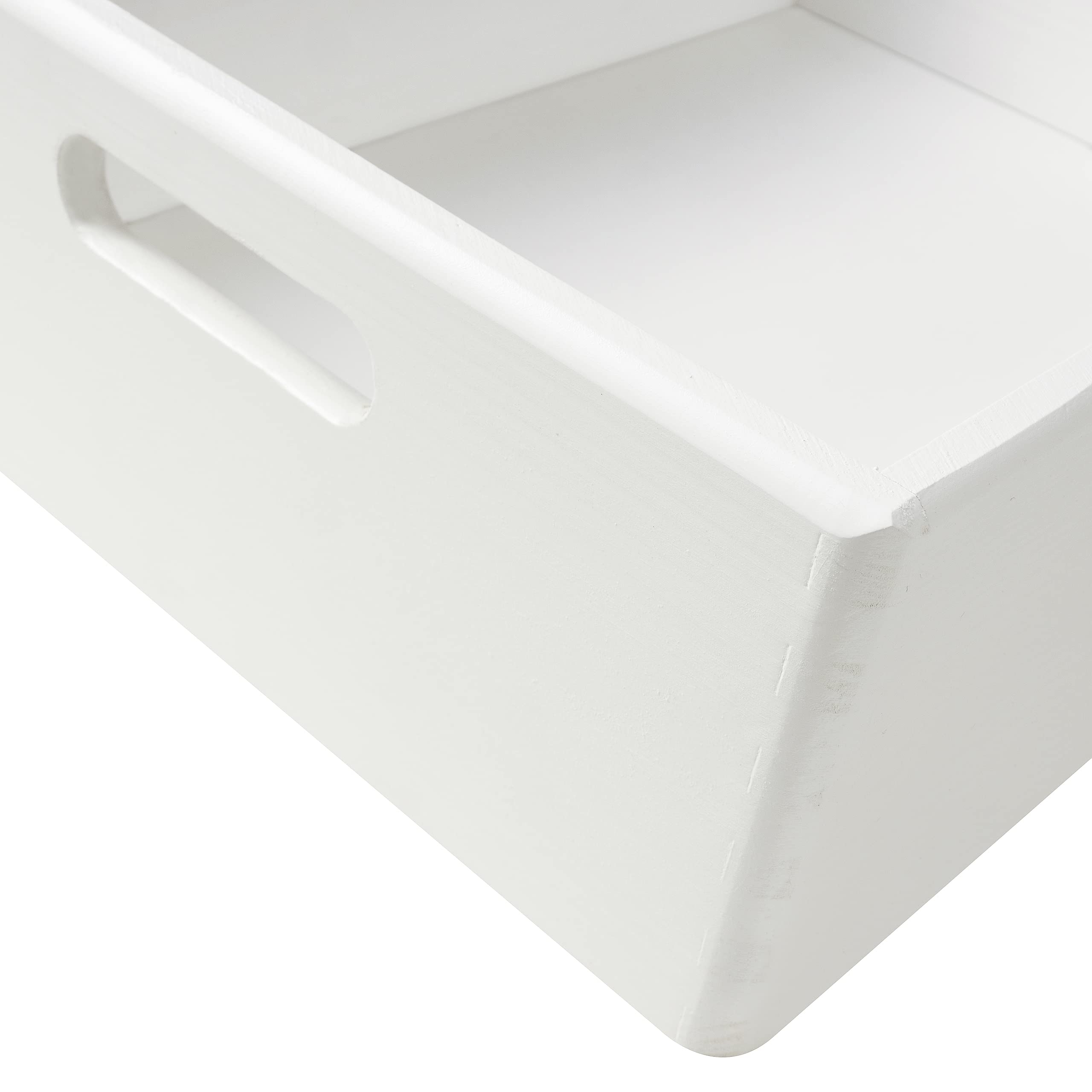 Creative Deco XL White Wooden Crate Nesting Crate Handles | 15.74x11.81x5.1in | Large Display Storage Box Multi-Craft Caddy Nesting Crate | Natural Wood Rustic Plain | Country Decor