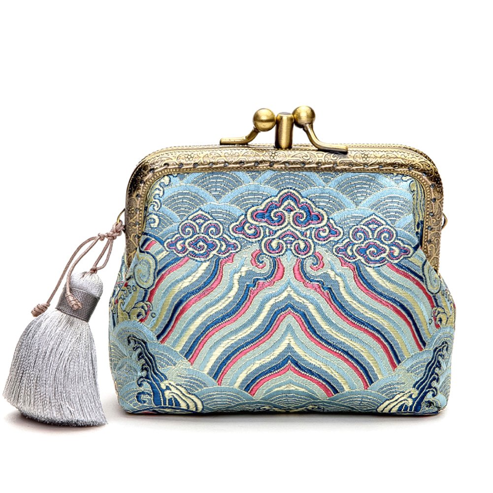 Jan&Dee Original Hand-made Silk Tapestry Satin Top Grade Exquisite Buckle Coin Purse