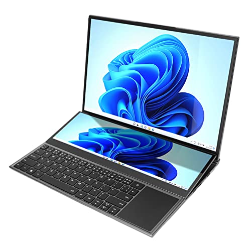 Bewinner Slim Dual Screen Laptop, 16 Inch Screen and 14 Inch Touch Screen, for Core I7 Processor, 8GB DDR4, 128GB SSD, 1920x1200P HD IPS Notebook Laptop with WiFi 6, BT