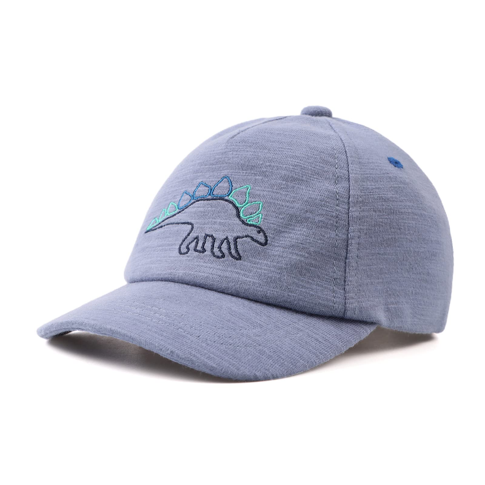 JANGANNSA Dinosaur Boys Girls Caps Embroidery Baby Baseball Caps Cotton Infant Toddler Kids Hat Spring Summer Autumn 6M-4Y (Navy Embroidery Dinosaur, 18.9"(6-12 Months))