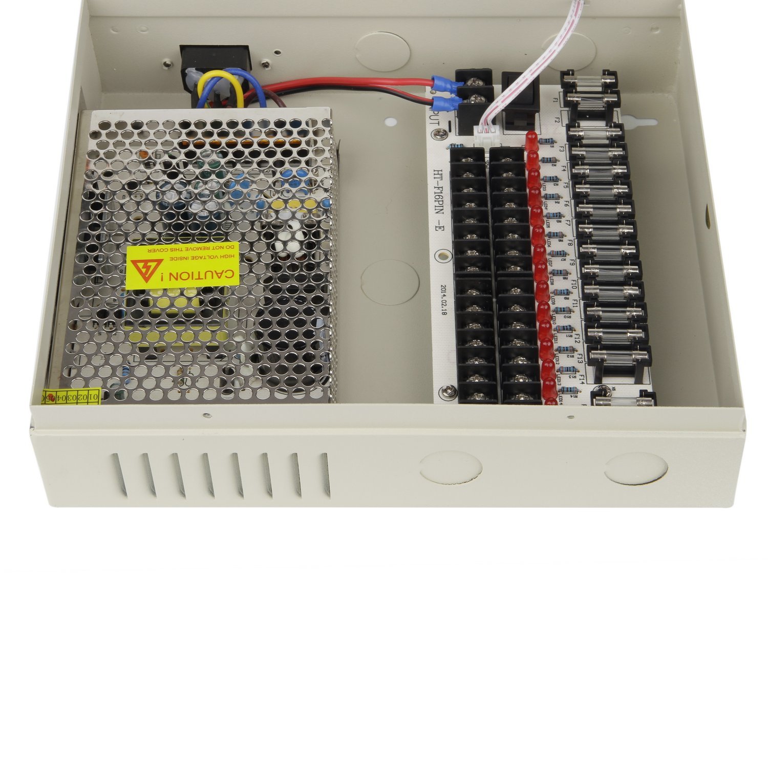 Xenocam 16 Channel Port 12V DC 10 Amp Amper with Glass Fuse Distributed Power Supply Box for CCTV DVR Security System and Camera or IP Cameras