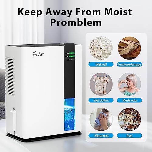FreAire Dehumidifier for Home Room, 88 OZ Water Tank, (up to 650 sq.ft) Dehumidifiers for Basement Bathroom Bedroom Closet RV with Auto Shut Off, Colorful Lights