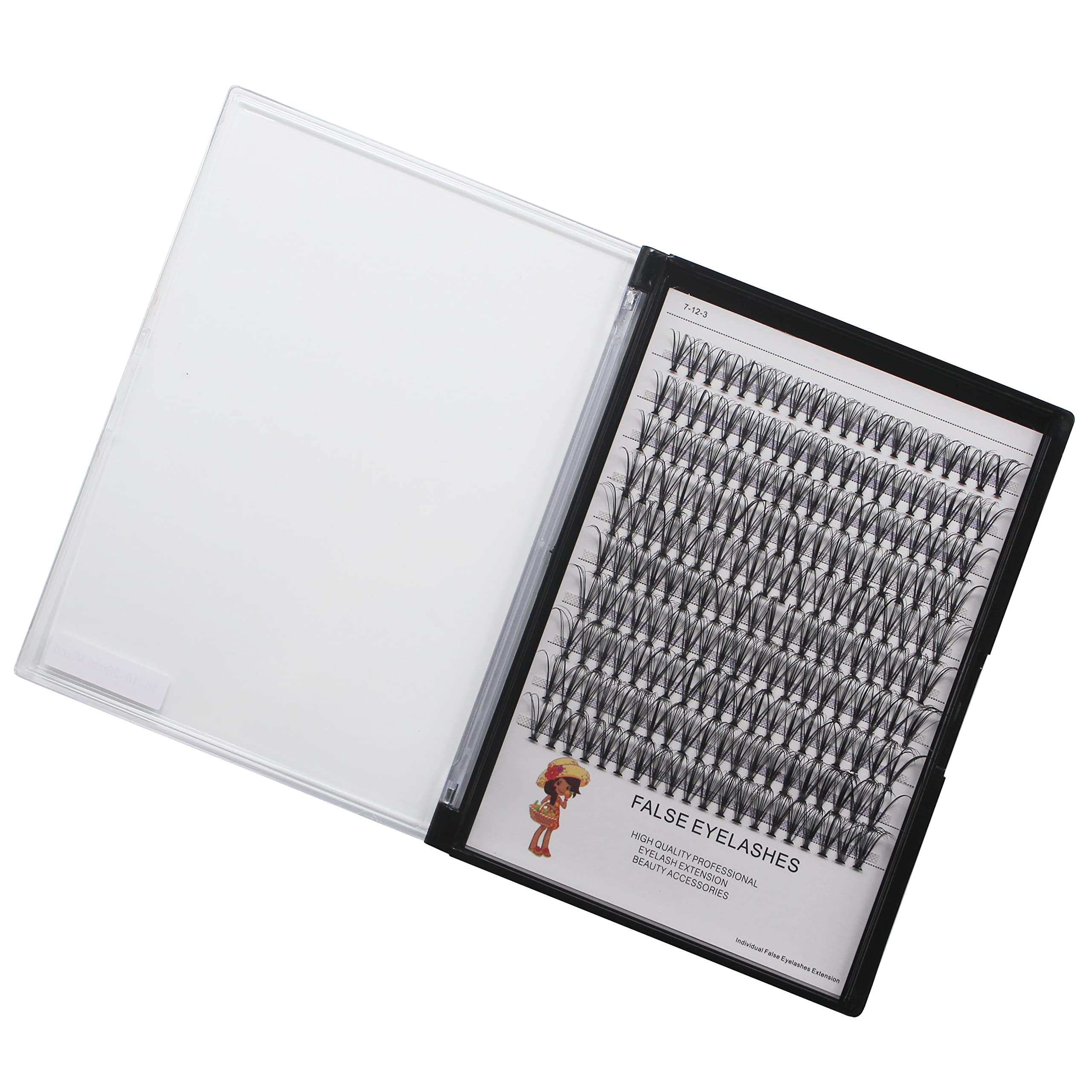 Bodermincer Large Tray 20D Cluster 0.07C,10 Lines,8-10-12-14mm Mixed,9-11-13-15mm Mixed, 10-12-14-16mm Mixed,Natural Long Individual Flare Lashes Cluster False Eyelashes (8-10-12-14mm Mixed)