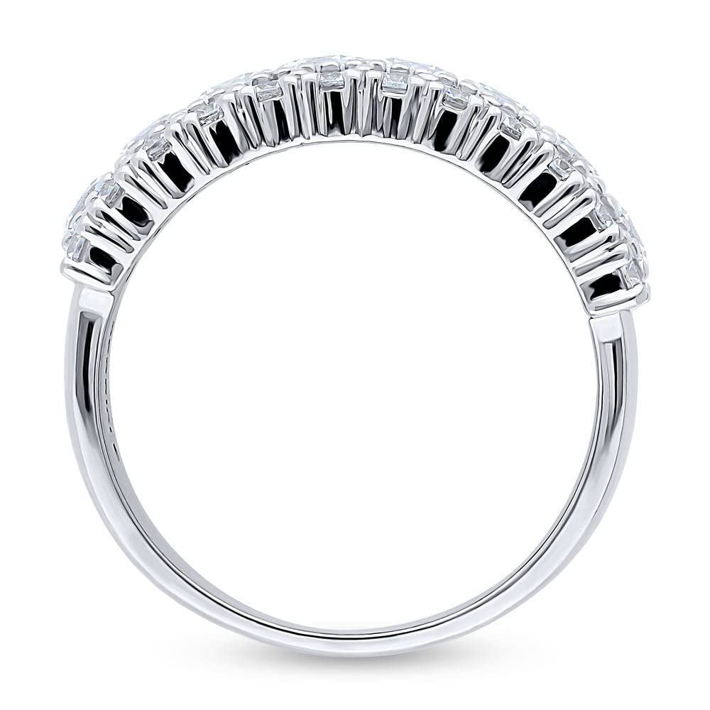 BERRICLE Sterling Silver Art Deco Wedding Rings Cubic Zirconia CZ Anniversary Half Eternity Ring for Women, Rhodium Plated Size 8