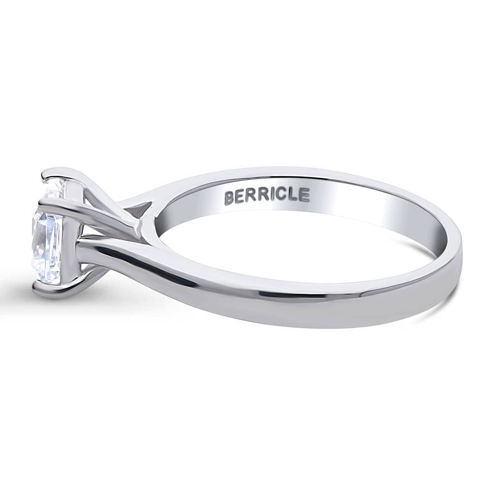 BERRICLE Sterling Silver Solitaire Wedding Engagement Rings 1.25 Carat Cushion Cut Cubic Zirconia CZ Promise Ring for Women, Rhodium Plated Size 9