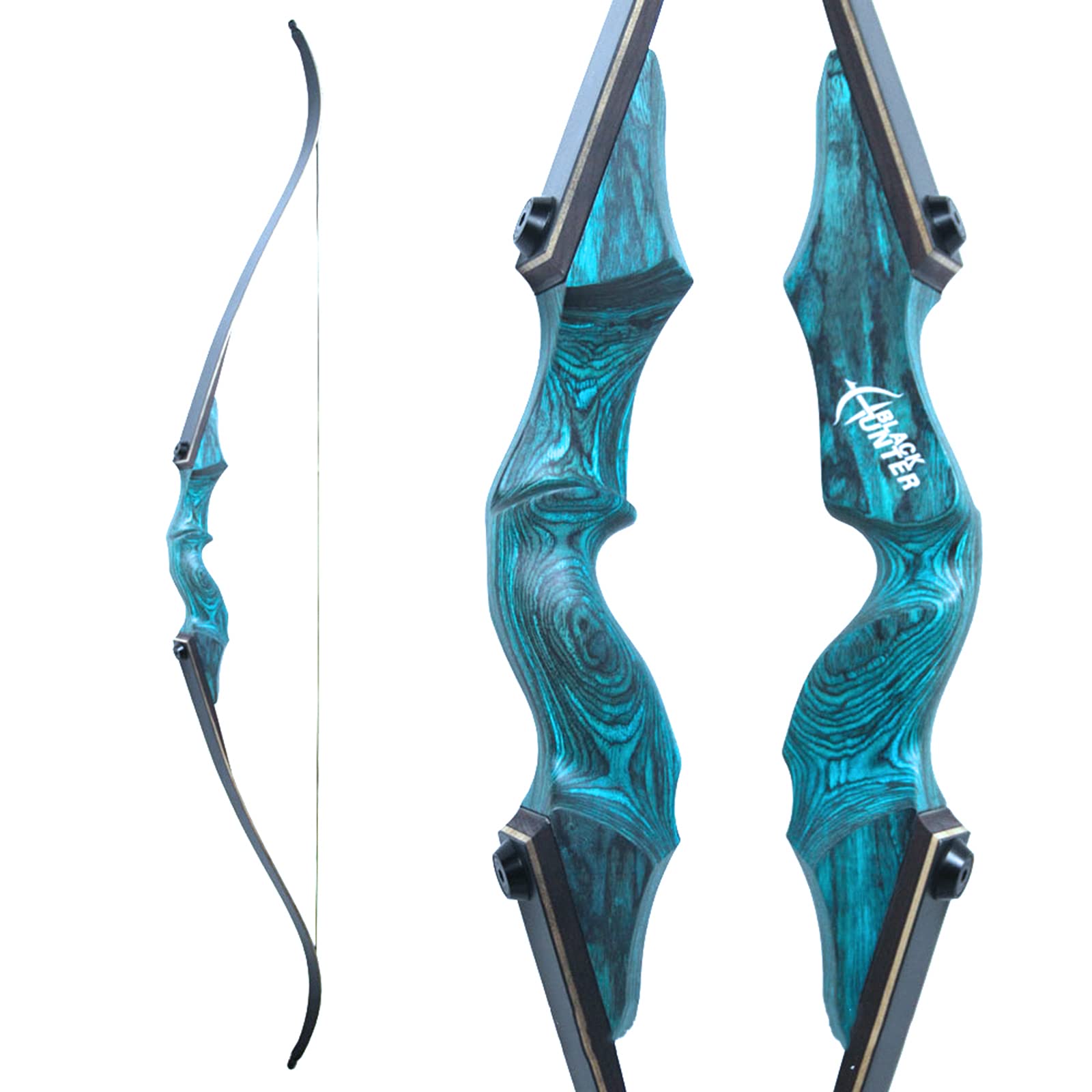 Black Hunter Takedown Recurve Bows for Adults Archery Bow Set Hunting Bow 60" 20-60 lbs Right Hand Wooden Riser with Arm Guard and Finger Guard for Outdoor Shooting Hunting Competition (45 lbs)
