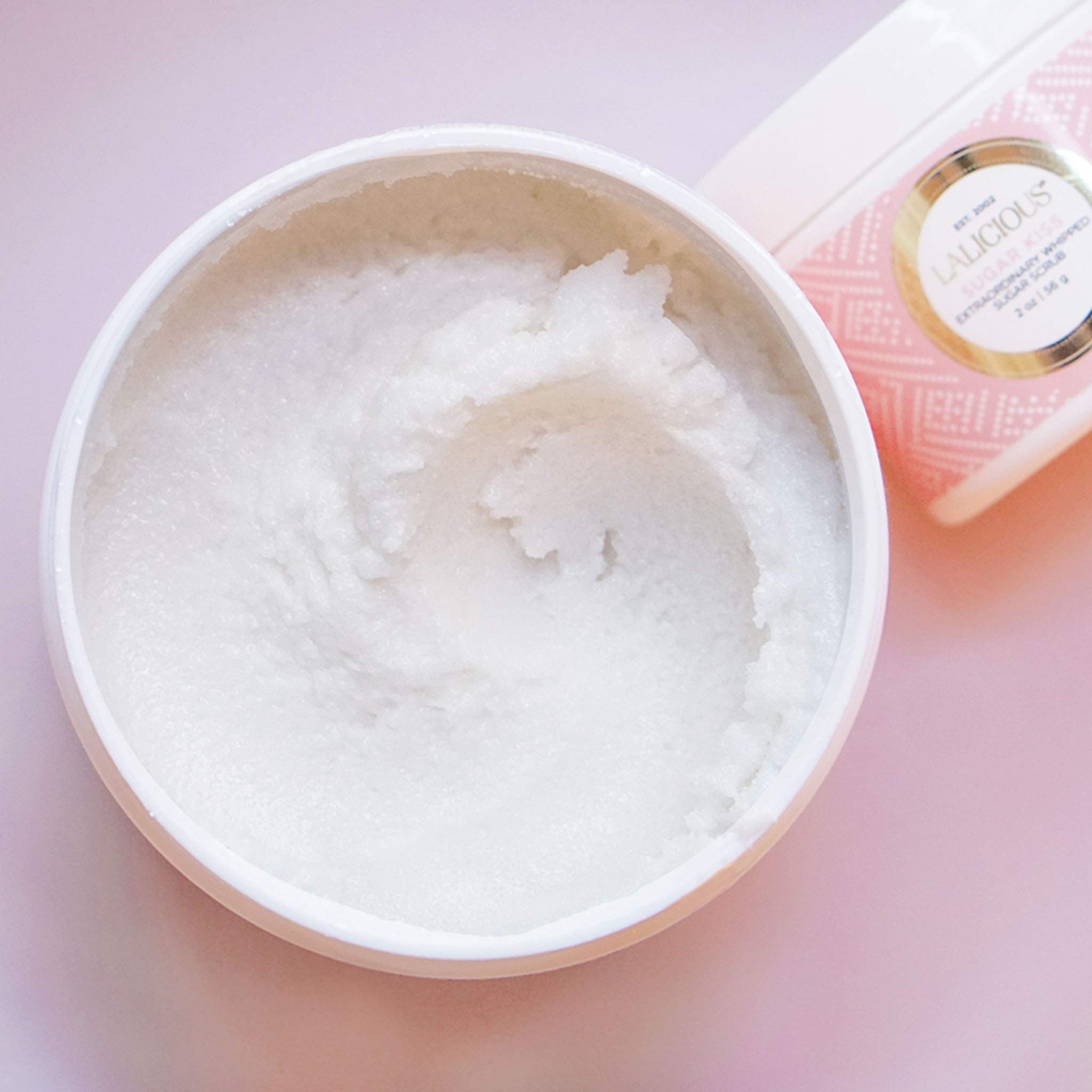 LALICIOUS Sugar Kiss Extraordinary Whipped Sugar Scrub - Cane Sugar Body Scrub with Coconut Oil & Honey, No Parabens (16oz)