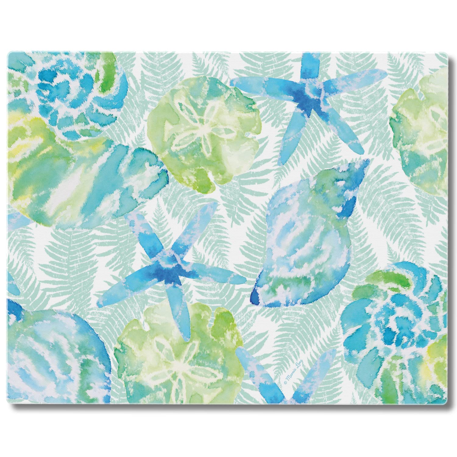 CounterArt Coastal Isla Mona 3mm Heat Tolerant Tempered Glass Cutting Board 15” x 12” Manufactured in the USA Dishwasher Safe