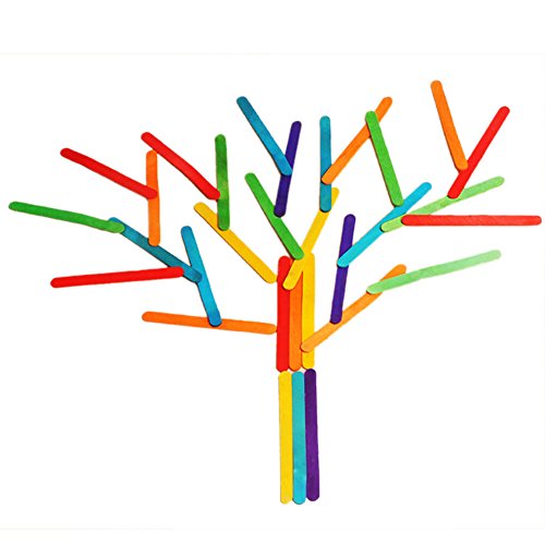 PAXCOO 100 Pcs 6β Colored Jumbo Wood Craft Sticks