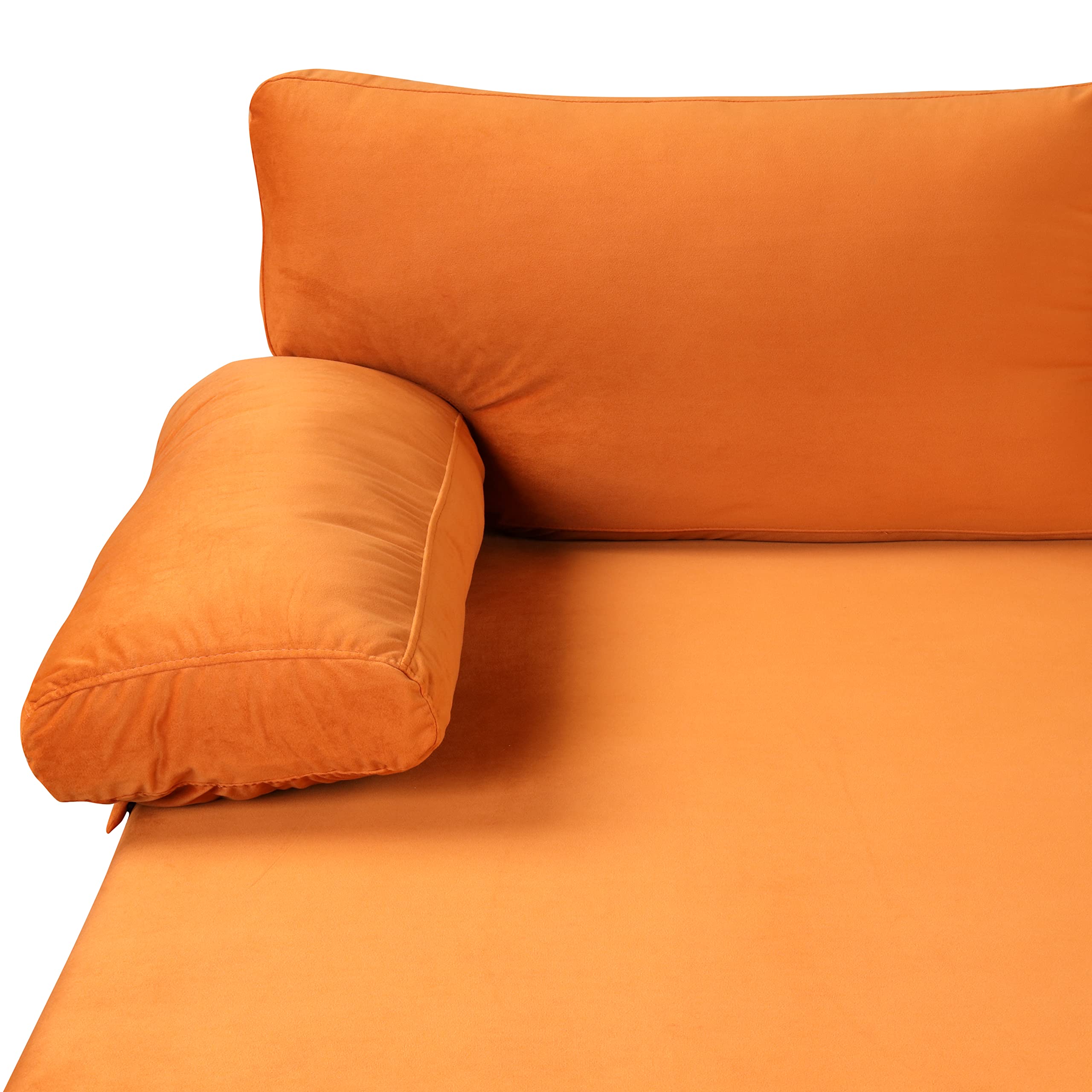 Divano Roma Furniture Modern Large Velvet Fabric U-Shape Sectional Sofa, Double Extra Wide Chaise Lounge Couch, Orange