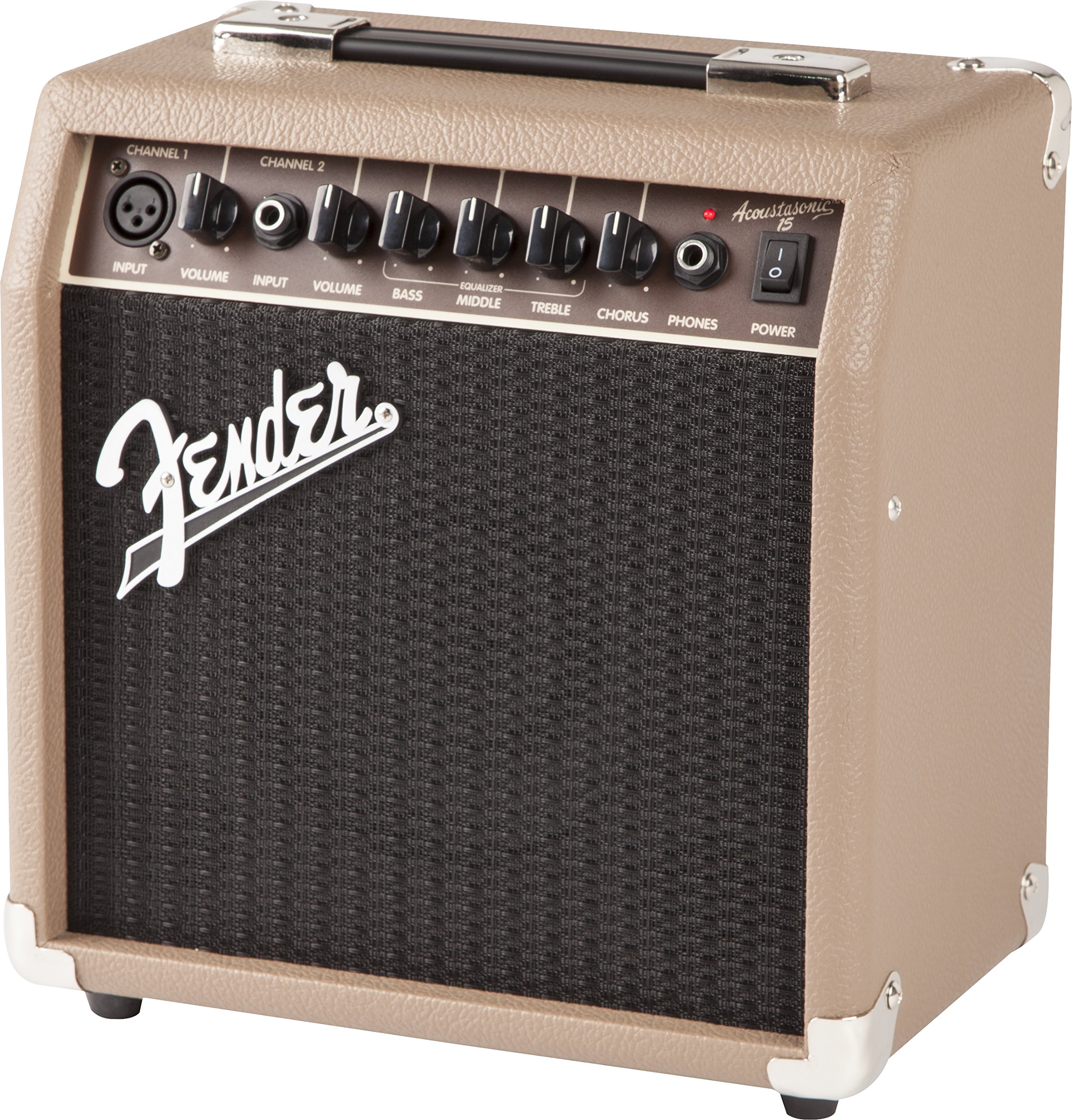 Fender Acoustasonic Guitar Amp for Acoustic Guitar, 15 Watts, 6 Inch Speaker, Dual Front-Panel inputs, 11.5Hx11.19Wx7.13D Inches, Tan