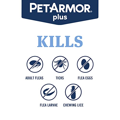 PetArmor Plus Flea and Tick Prevention for Dogs, Dog Flea and Tick Treatment, Waterproof Topical, Fast Acting, Small Dogs (5-22 lbs), 3 Doses