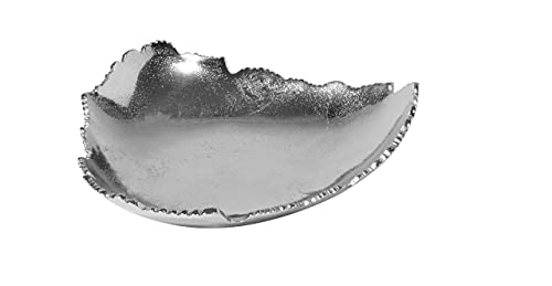 Red Co. 12β Decorative Antique Silver Allure Torn Hammered Metal Centerpiece Bowl with Sculpted Edges