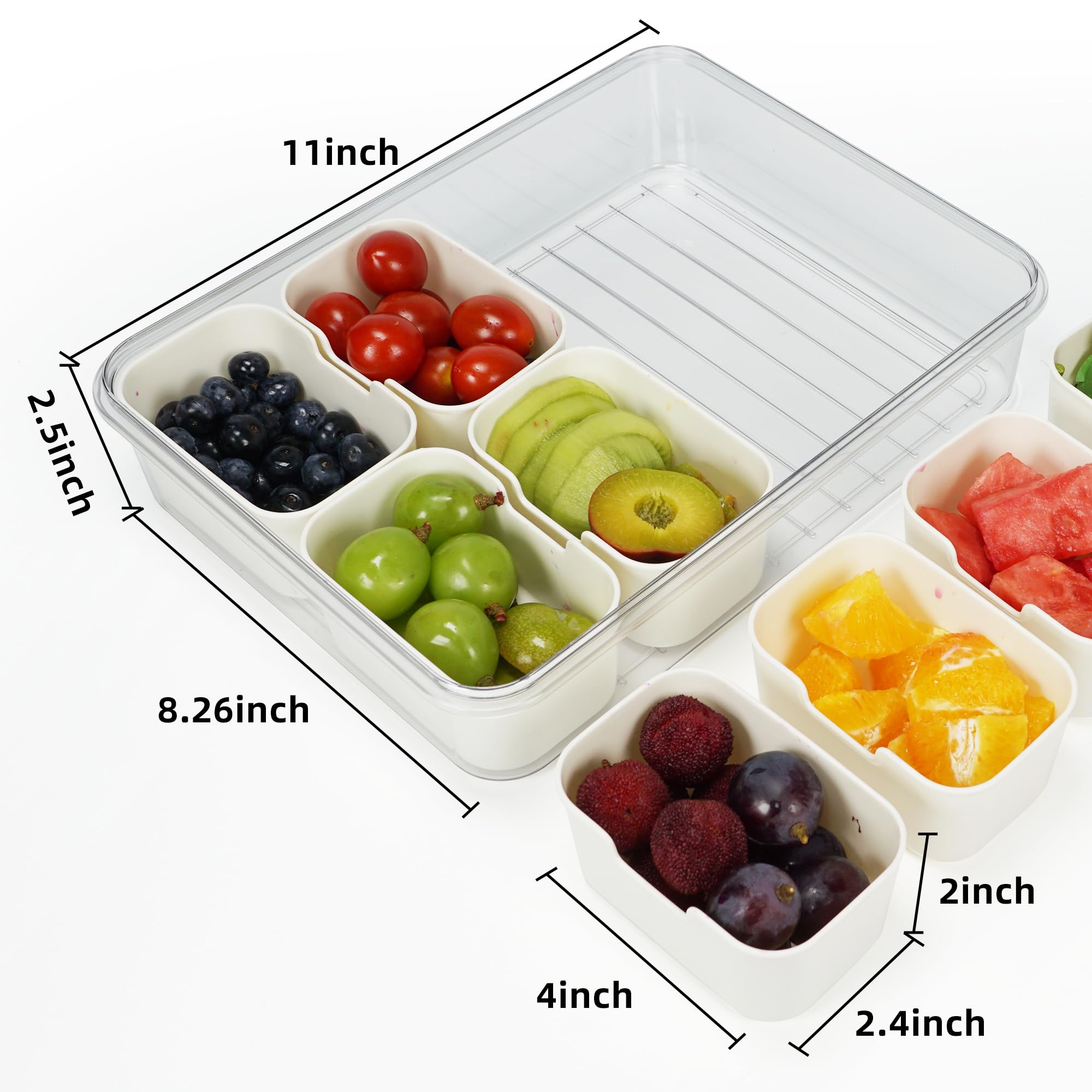 Divided Veggie Tray with Lid and Handle,Compartment Serving Tray with Dividers,Clear Storage Organizer for Candy, Veggie, Fruits, Nuts& Spices, Portable Snack Container for Entertaining Party, Picnic