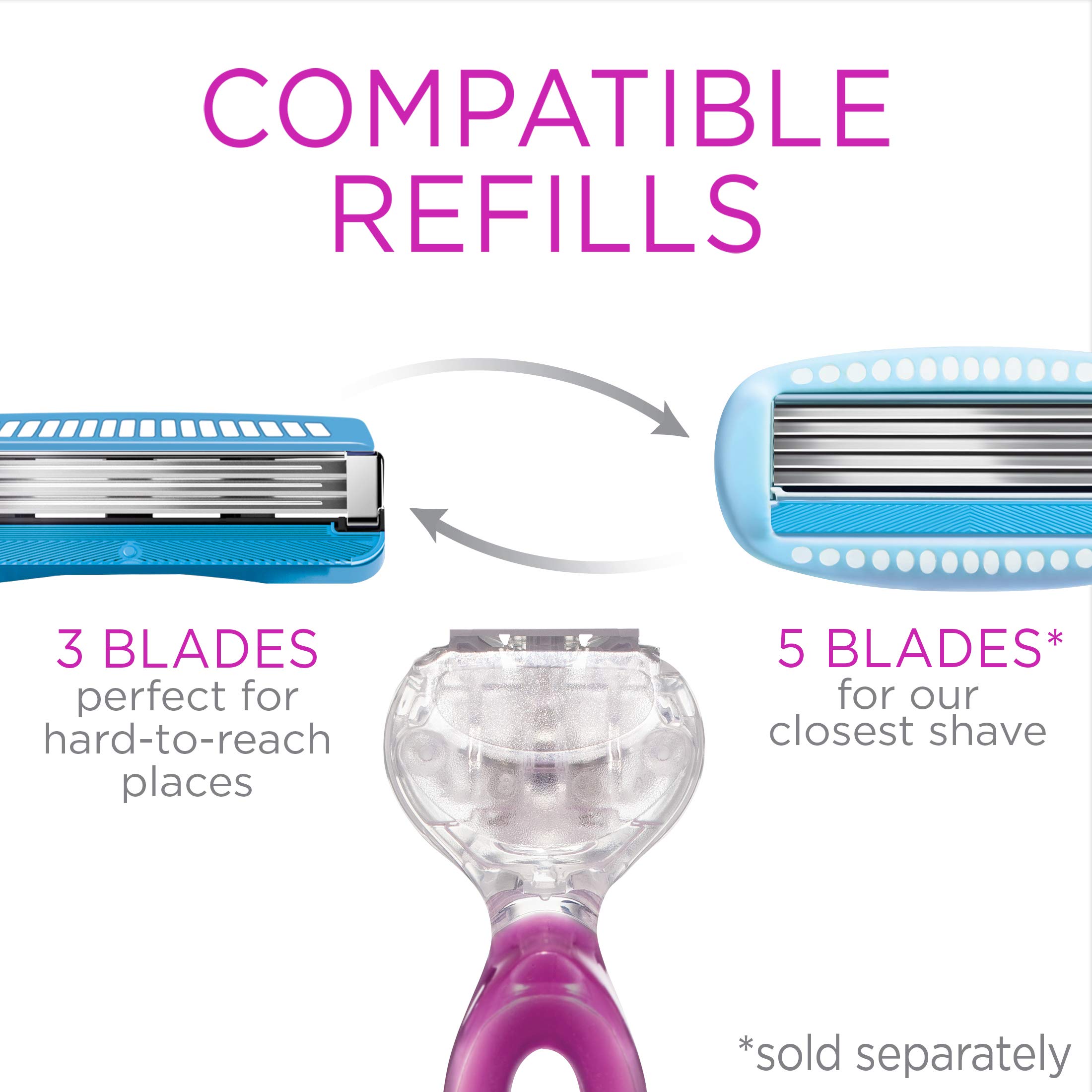 Schick Hydro Silk 3 Razors for Women with 2 Razor Blades Refills