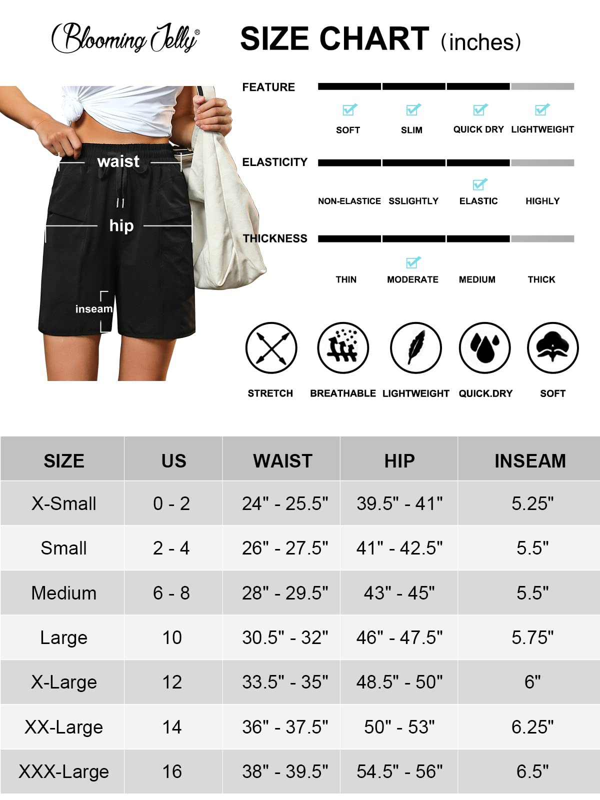 Blooming Jelly Women's Hiking Cargo Shorts Quick Dry High Waisted Athletic Golf Shorts with Pockets for Casual Summer (Medium, Black)