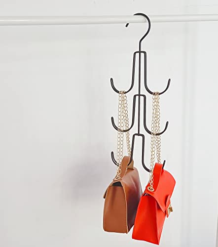 GXLQIJU Metal Purse Handbag Hanger Bag Holder for Closet Space Saving Hooks,Handbag Organizer Durable Rack,Storing and Organizing Purses,Crossovers,Handbags,Scarf.(2Pack Black)