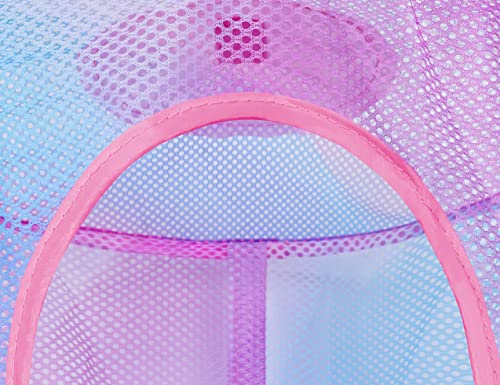 Sutinban 2 Pcs Hanging Mesh Stuffed Animal Storage for Kids Room, Bathroom and Balcony, 5 Tier Foldable Corner Net Organizer, for Organizing Plush Toys, Socks,Pink-Blue Tiedye(Pink)