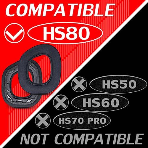 HS80 Ear Pads Compatible with HS80 Headset I Thicker Enhanced Memory Foam - More Breathable Comfort Micro Surface Texture Leather by DIMOST