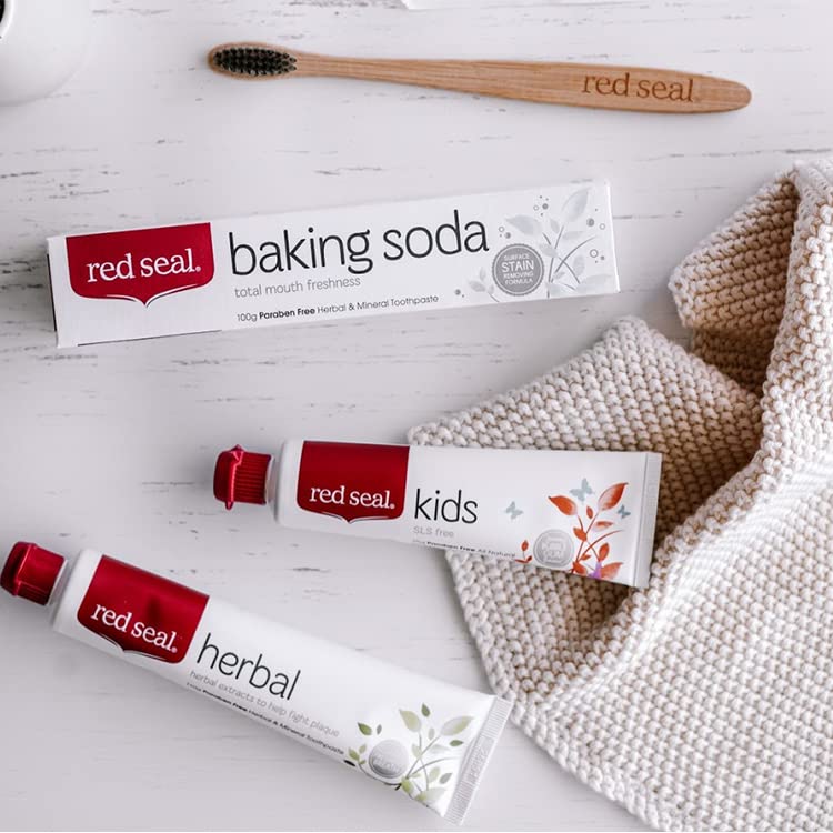 Red Seal Baking Soda Toothpaste β Neutralizes Plaque Acids, Nourishes, Protects Teeth & Gum Health Naturally & Cleans for Visibly Brighter Smile 3.5oz