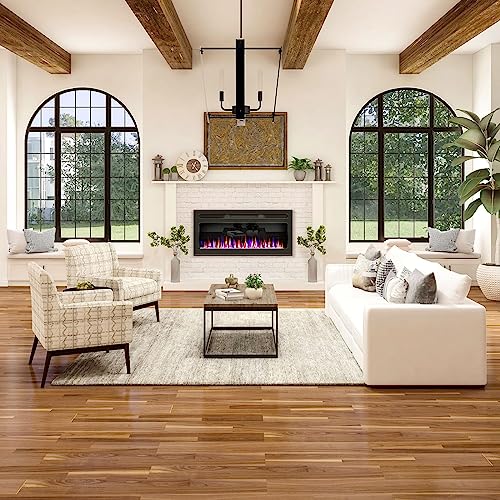 Hocookeper 37 inch Electric Fireplace, Wall Mounted and Recessed Fireplace Linear Fireplace Insert with Remote Control, Adjustable Flame Colors, Timer,750w/1500w, Black