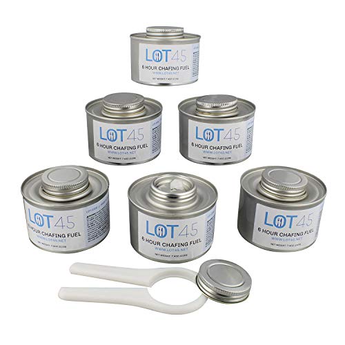 Lot45 Buffet Food Warmers for Parties, 6-Pack - 6 Hour Chafing Dish Fuel Cans - Catering Food Warmers Buffet Heating Food Warmer Party Canned Heat Burner with Bonus Lid Openers