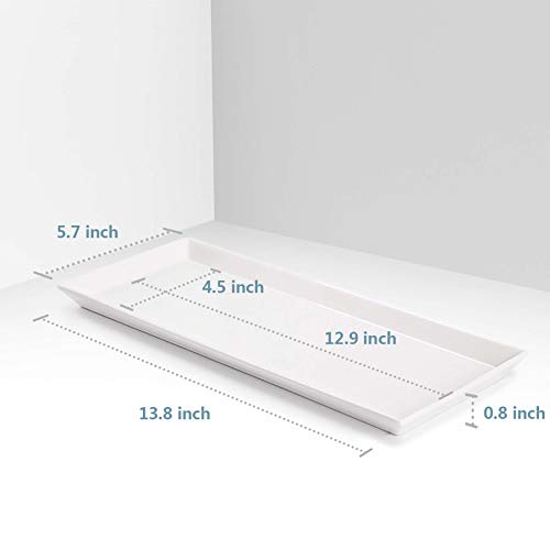 Sweese 702.101 Rectangular Porcelain Platters, Serving Trays for Parties - 13.8 Inch, Set of 4, White