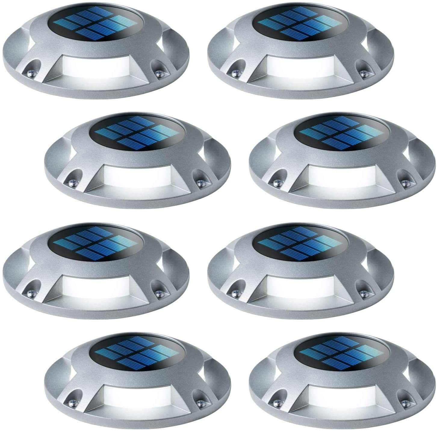 Home Zone Security Deck & Stair Solar Light Weatherproof No Wiring Silver (8-Set)