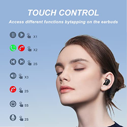 LCYDZ Wireless Earbuds Bluetooth, 5.2 Headphones, Noise Cancelling Earbuds Stereo Sound, Deep Bass & with Charging Case Air Buds Pro Touch Control,with Built-in Microphone Phone/Android/iOS, Black