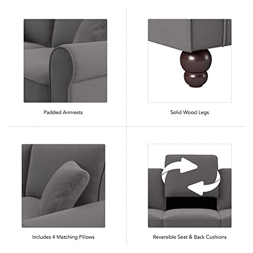 Bush Furniture Hudson L Shaped Sectional Couch, 87W, French Gray Herringbone