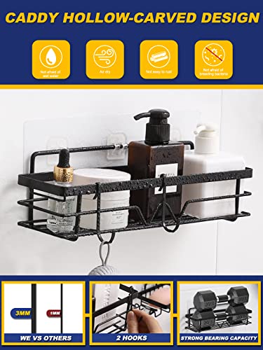 GOJUSO 6-Packs Bathroom Shower Shelves 2 Size Caddy Hair Dryer Holder Wall Mounted Toothbrush Holder Phone Stand for Desk No Drilling Hanging Wall Mount Bathroom Accessories