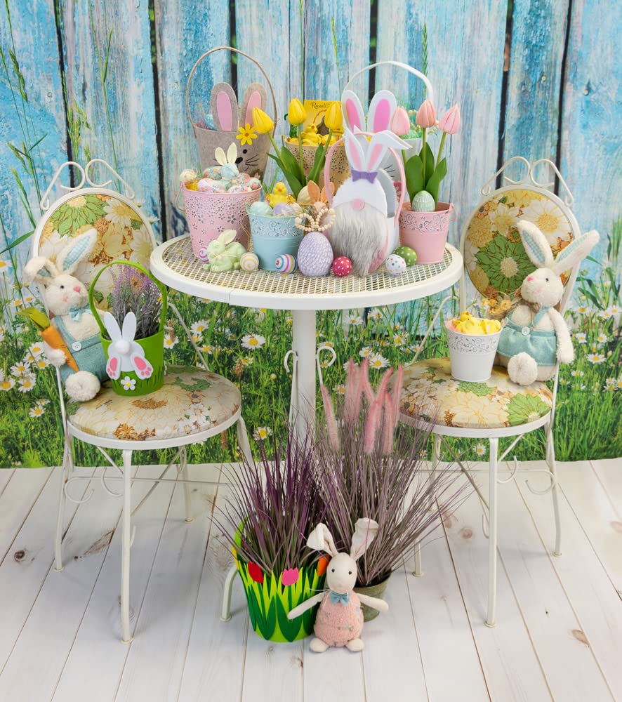 Boston International Spring & Easter Décor Metal Floral Accent Bucket/Pail with Handle, Small, White