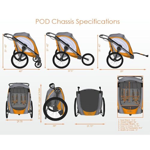 Baby Jogger 2013 POD Chassis, Crimson/Gray
