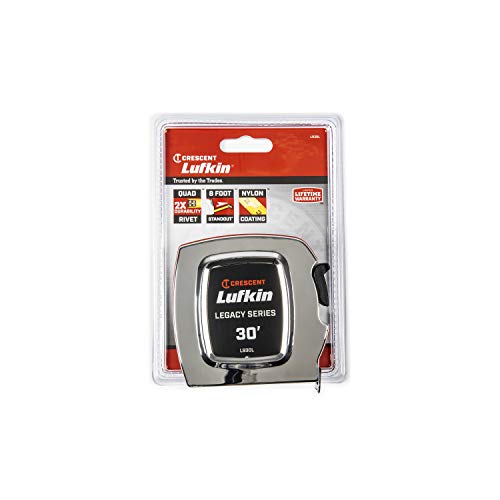 Crescent Lufkin 1 x 30' Legacy Series Chrome Case Yellow Clad Tape Measure", L930L, Multi, One Size