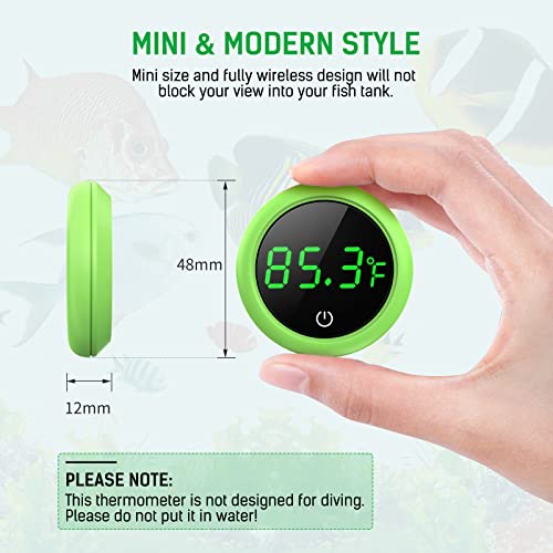 LED Aquarium Thermometer, PAIZOO 5S Refresh Speed Touch Screen Fish Tank Accurate Temperature Sensor, Wide Range of Displayed, Energy-Saving & Stick-on Thermometer for Aquariums, Glass Containers