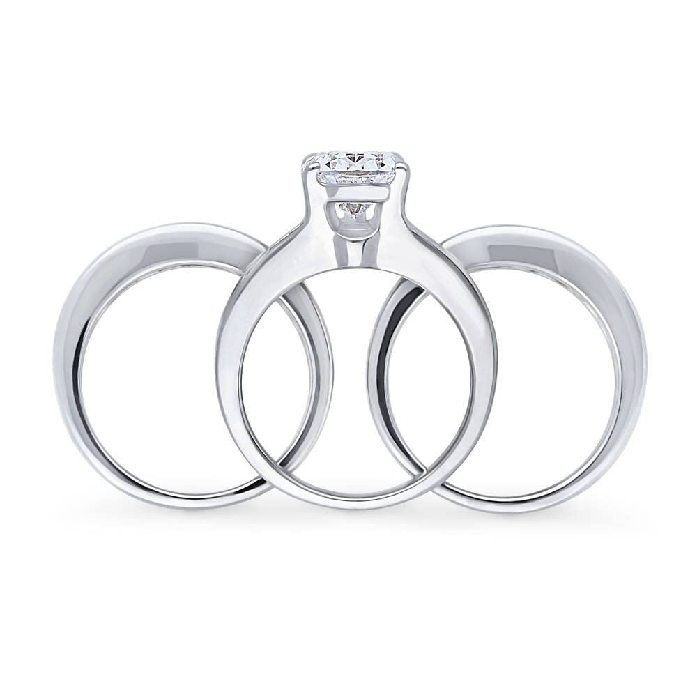 BERRICLE Sterling Silver Solitaire Wedding Engagement Rings 3 Carat Pear Cut Cubic Zirconia CZ Ring Set for Women, Rhodium Plated Size 5.5