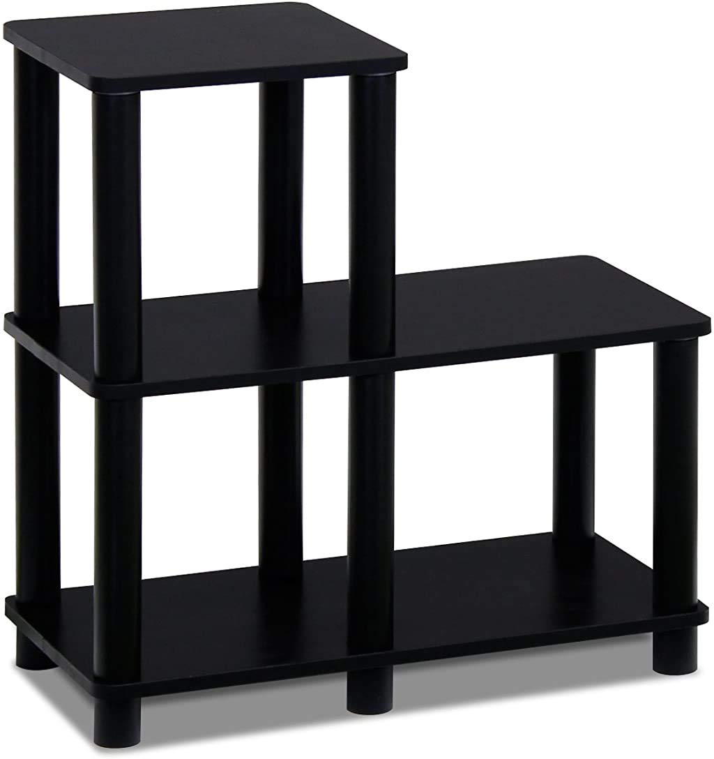 Furinno Turn-N-Tube Space Saving, Corner Desk, Espresso/Black & Turn-N-Tube Accent Decorative Shelf, Espresso/Black