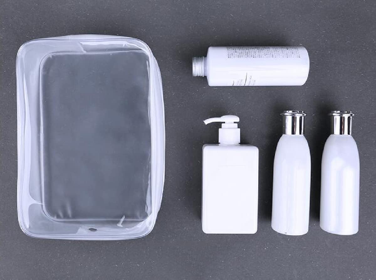 BEFORYOU 6 Pack Clear Toiletry Carry Pouch with Zipper Portable Plastic Waterproof Cosmetic Bag TSA Approved for Vacation Travel Bathroom and Organizing (White, Large)