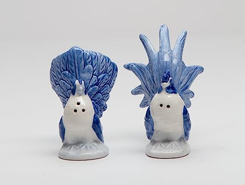 Fine Ceramic Dutch Blue Country Farmhouse Rooster & Hen Salt & Pepper Shakers Set, 3-1/2" H