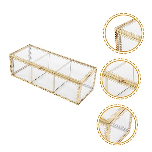 Holibanna Box Jewelry Storage Box Compartment Makeup Case Jewelry Display Boxes Tea Holder for Tea Bags Organizer Jewelry Storage Organizer Drawer Organizer with Lid Glass Jewelry Box Office