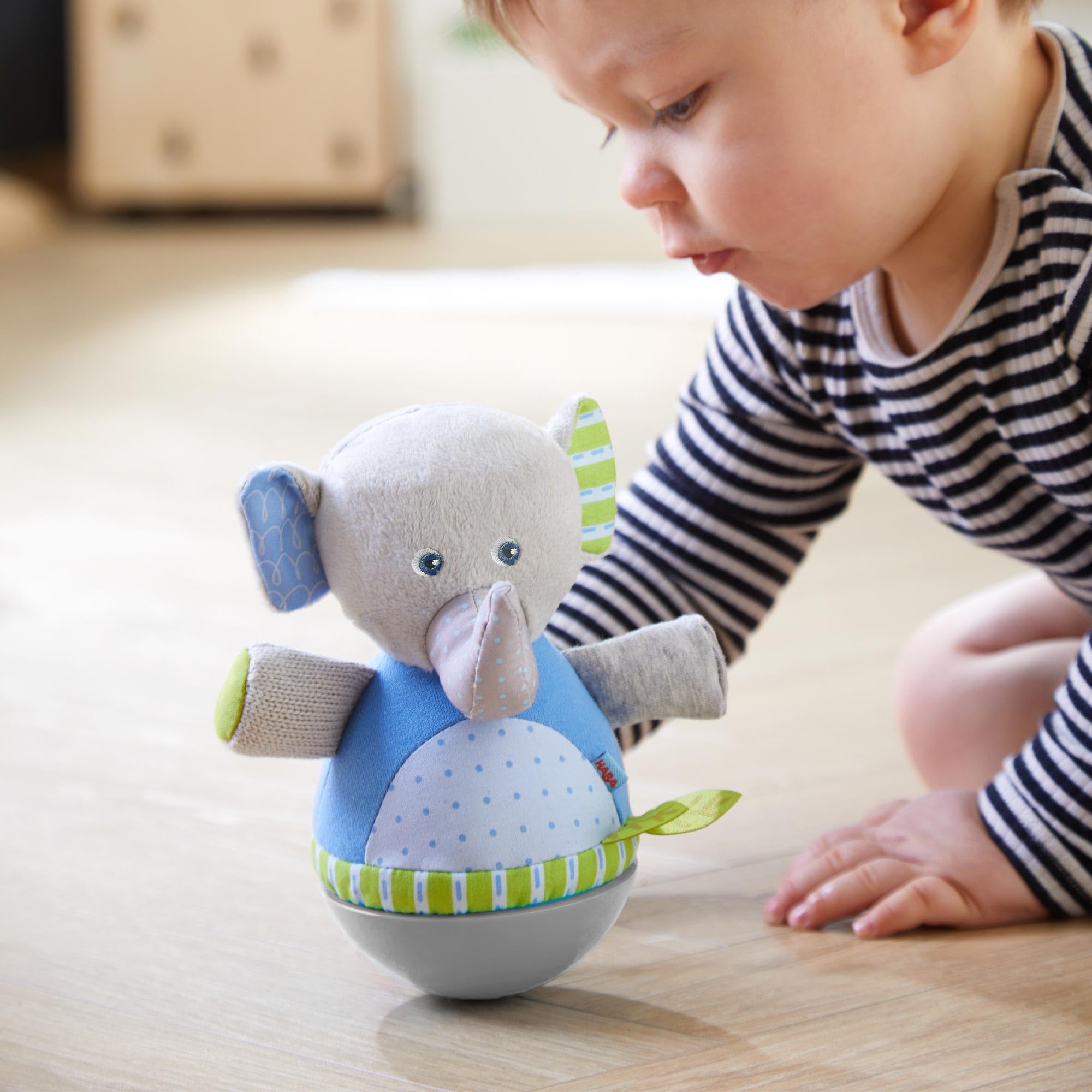 HABA Roly Poly Elephant Soft Wobbling & Chiming Baby Toy