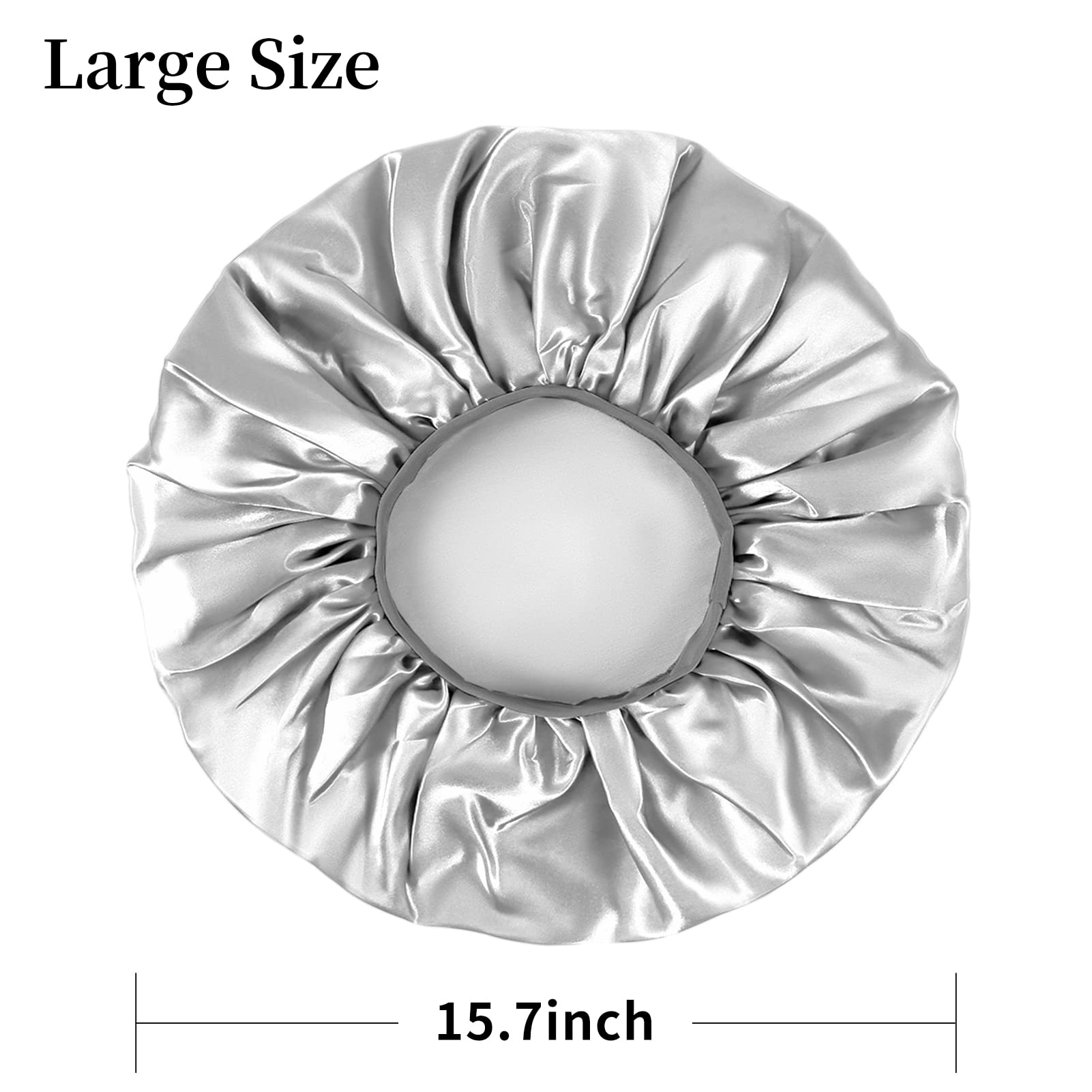 Facynos Large Women Silk Satin-Bonnet - Extra Soft Elastic Band Sleeping Caps for Curly Dreadlock Braid Hair