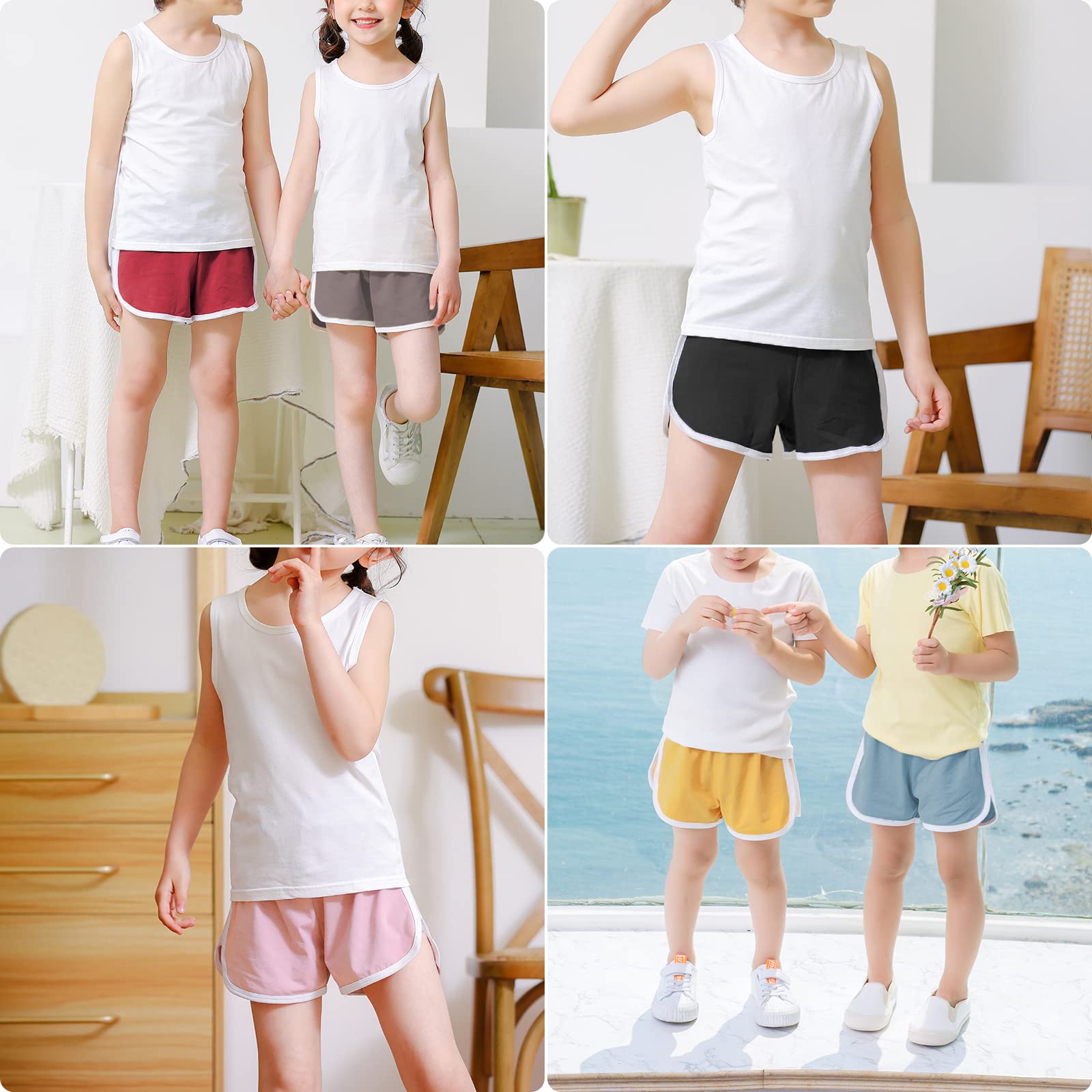 Auranso Boys Girls Active Running Shorts Kids Cotton Beach Sports Short Pants 3 Pack D 3-4T