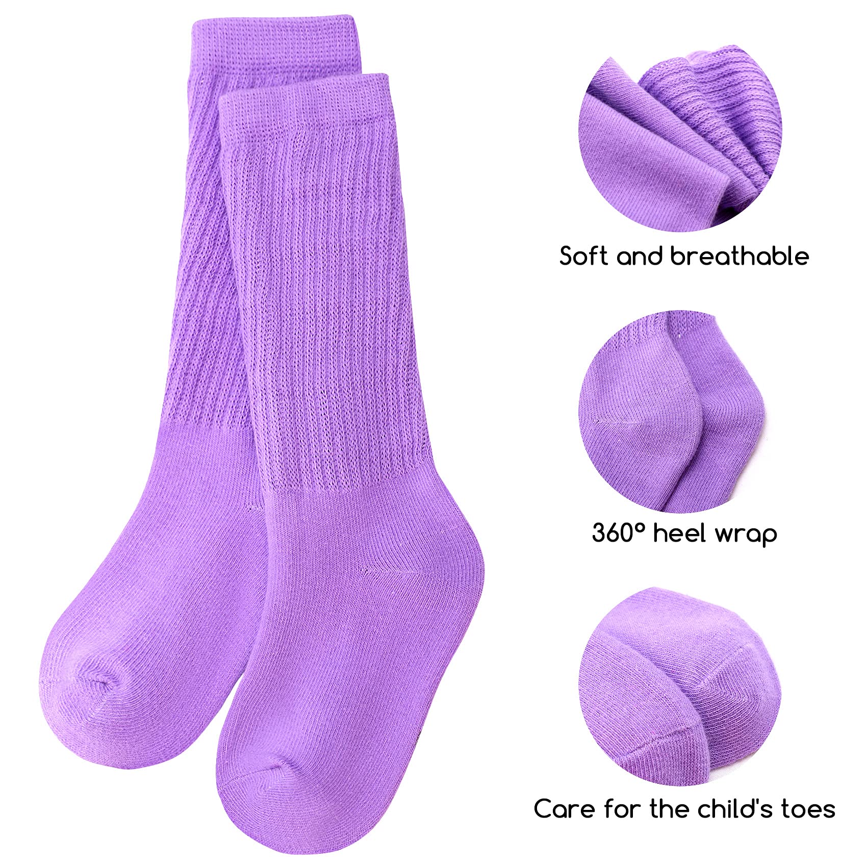 Auranso Girl Knee High Cotton Socks 9 Pairs Girls Long Crew Socks Color D 3-5T