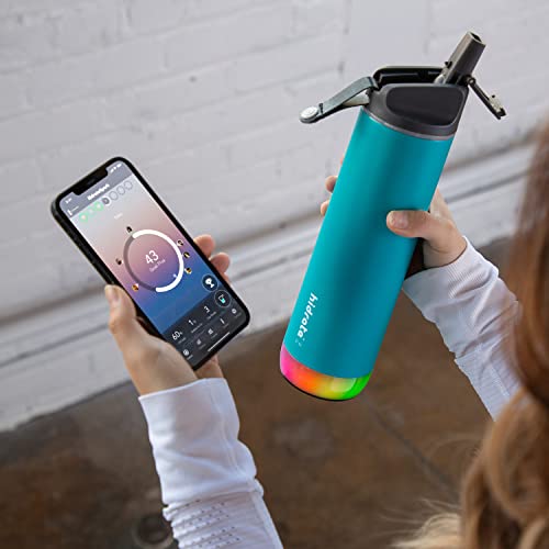 Hidrate Spark PRO Smart Water Bottle – Insulated Stainless Steel – Tracks Water Intake with Bluetooth, LED Glow Reminder When You Need to Drink – Straw Lid, 21oz, Brushed Steel