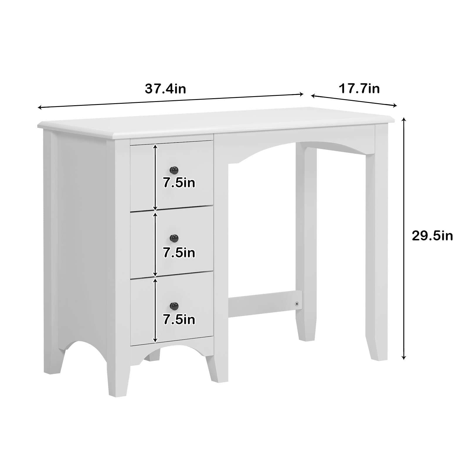 SDHYL Desk with Drawers, 37.5 Inches Study Workstation,Computer Desk with 3 Drawers,Small Desk with Storage for Home Office,Study